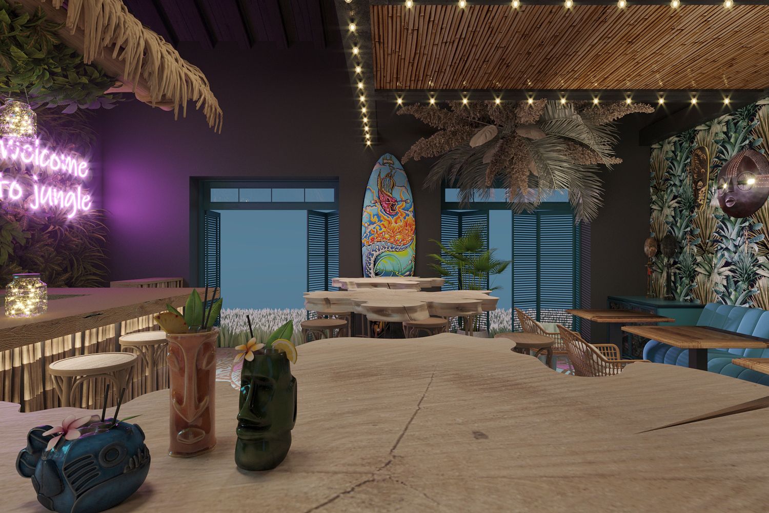 Tiki Tiki Bar Interior Design in Limassol, Cyprus | Maria Green ...