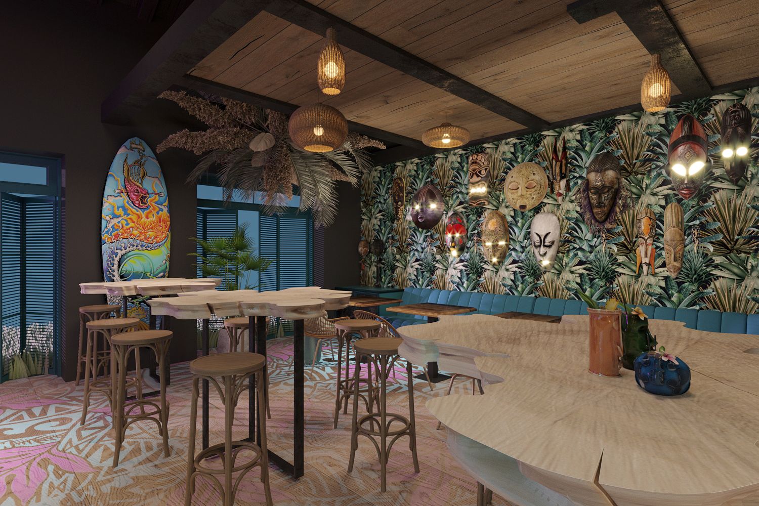 Tiki Tiki Bar Interior Design in Limassol, Cyprus | Maria Green ...